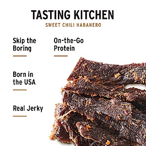People's Choice Beef Jerky - Tasting Kitchen Small Batch - Sweet Chili Habanero - Camping Food, Backpacking Snacks, Road Trip Snacks - High Protein Low Sodium Healthy Snacks - 1 Pound, 16 oz - 1 Bag