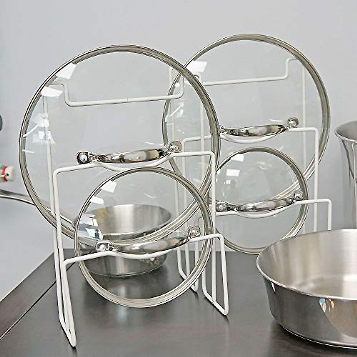 Pot & Pan Lid Hanging Organizer Rack, Set of 2, White - Southern Homewares - Kitchen and Pantry Storage Hanger