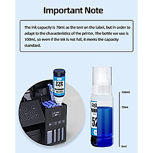 FASTINK Compatible Epson T522 Refill Ink Bottle,High Capacity,5 Pack,Work with EcoTank ET-2720, ET-2800,ET-2803,ET-4800,ET-4700 Printer for Epson 522 Ink Bottle Refill Combo