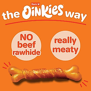 Hartz Oinkies Chew Bones with Real Chicken Breast, Rawhide Free Dog Treats, Highly Digestible Dog Chews, 25 Count
