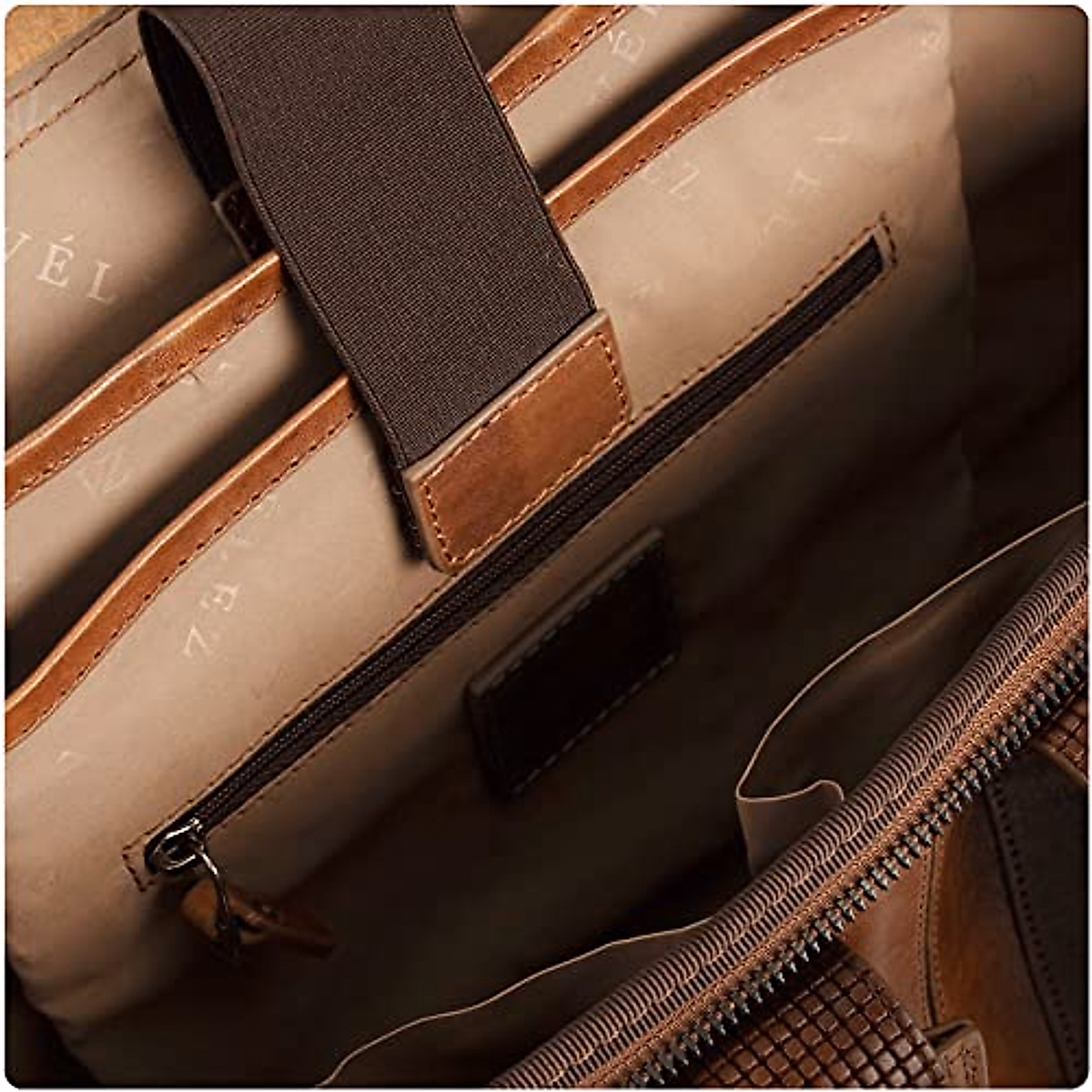VELEZ Tan Full Grain Leather Messenger Bag for Men - 15 inch Laptop Briefcase - Mens Vintage Shoulder Satchel Business Crossbody Travel Work Computer Bags