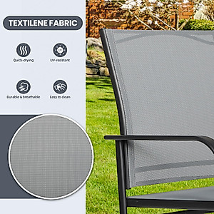 Incbruce Patio Chairs Set of 4, Textilene Fabric, Outdoor Dining Chairs Made of Steel Materials for Garden, Backyard, Lawn（Grey）