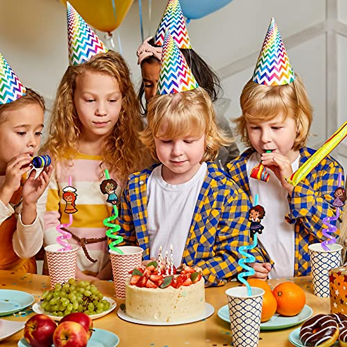 24 Encanto Party Favors Reusable Drinking Straws 8 Designs Great for Magic Movie Birthday Party Supplies with 2 Cleaning Brushes