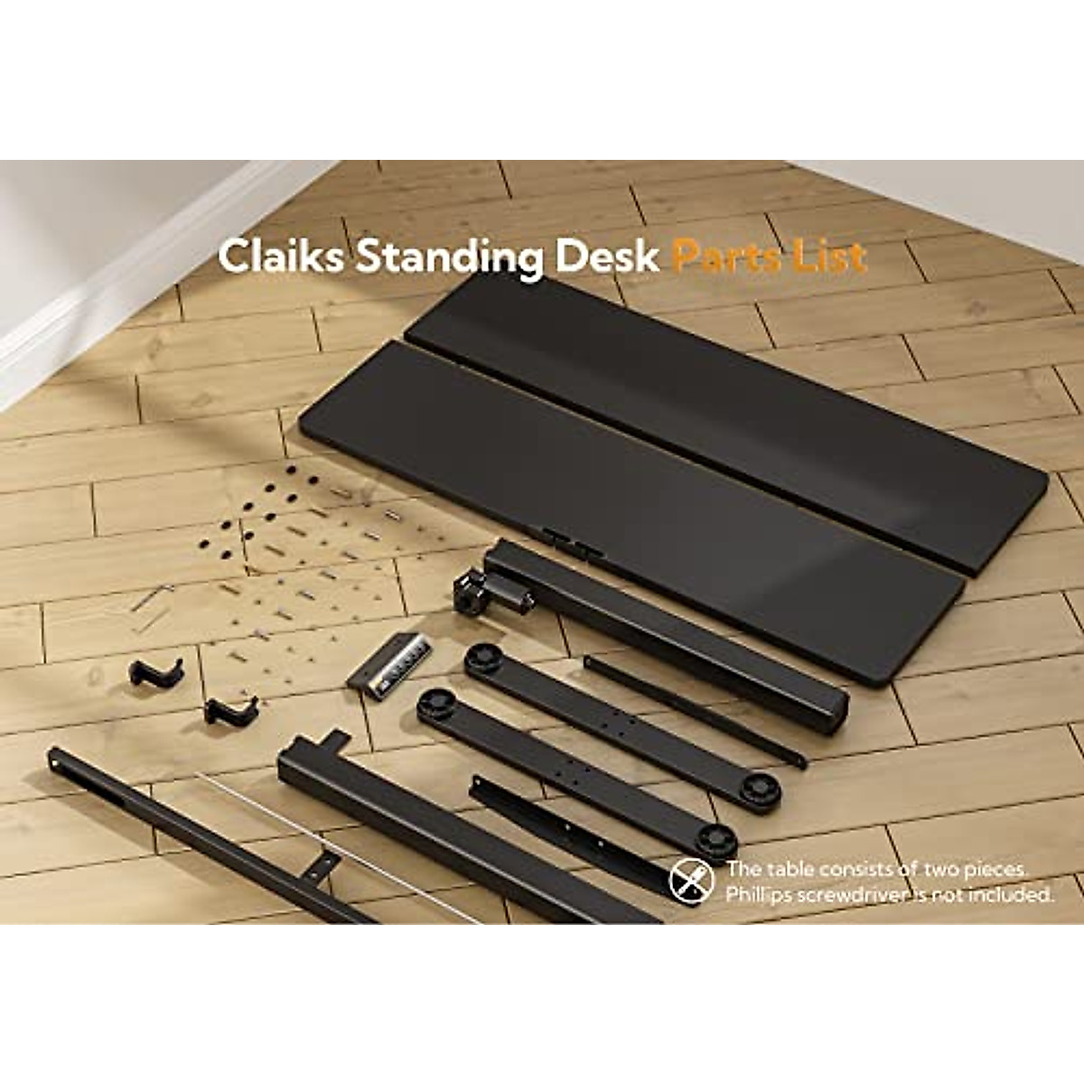 Claiks Electric Standing Desk, Adjustable Height Stand up Desk, 55x24 Inches Sit Stand Home Office Desk with Splice Board, Black Frame/Black Top