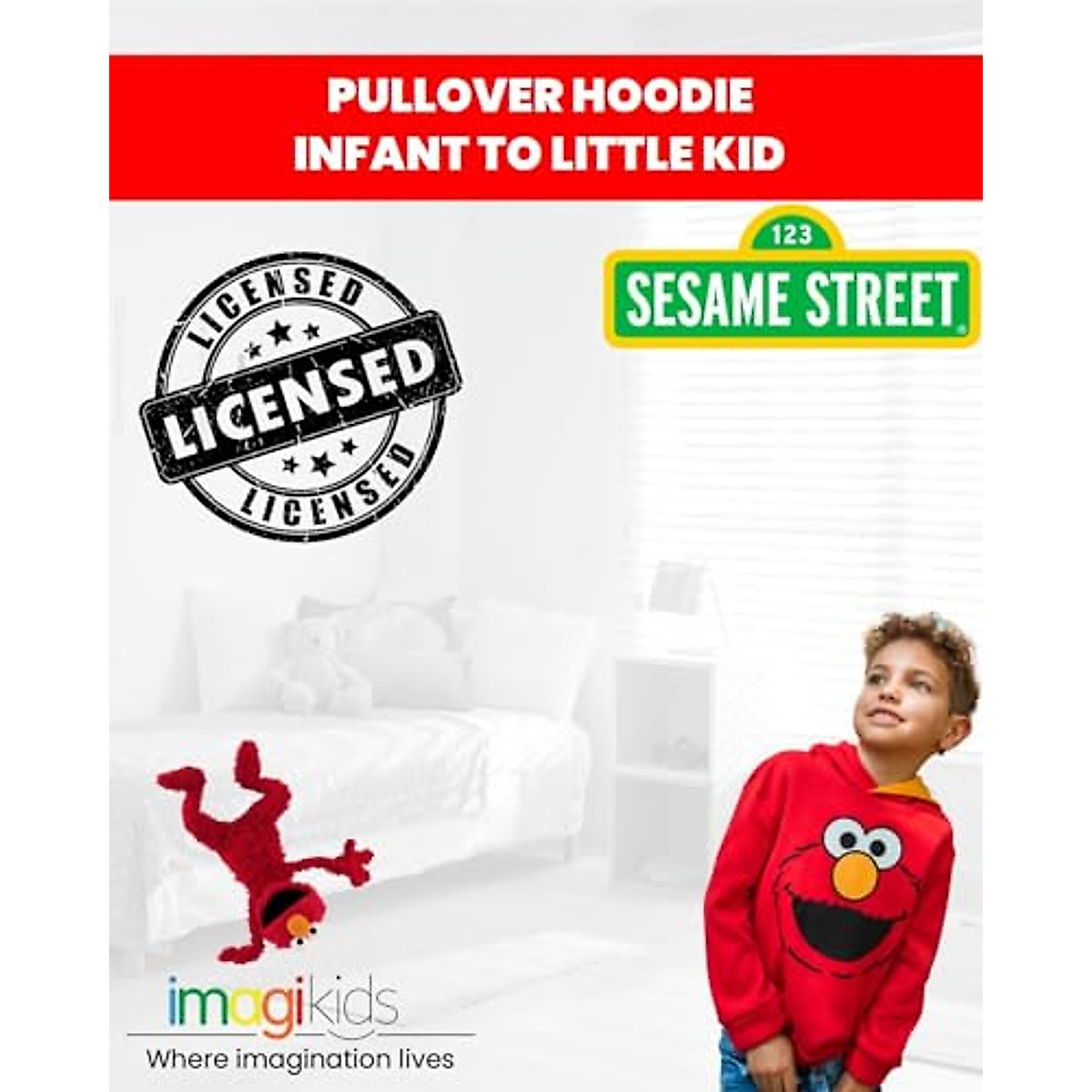 Sesame Street Elmo Toddler Boys Fleece Pullover Hoodie 4T