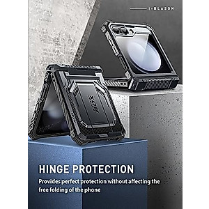 i-Blason for Samsung Galaxy Z Flip 5 Case with Stand, [Built-in Screen Protector] [Hinge Protection], Full-Body Protection Magnetic Phone Case for Galaxy Z Flip 5, Black