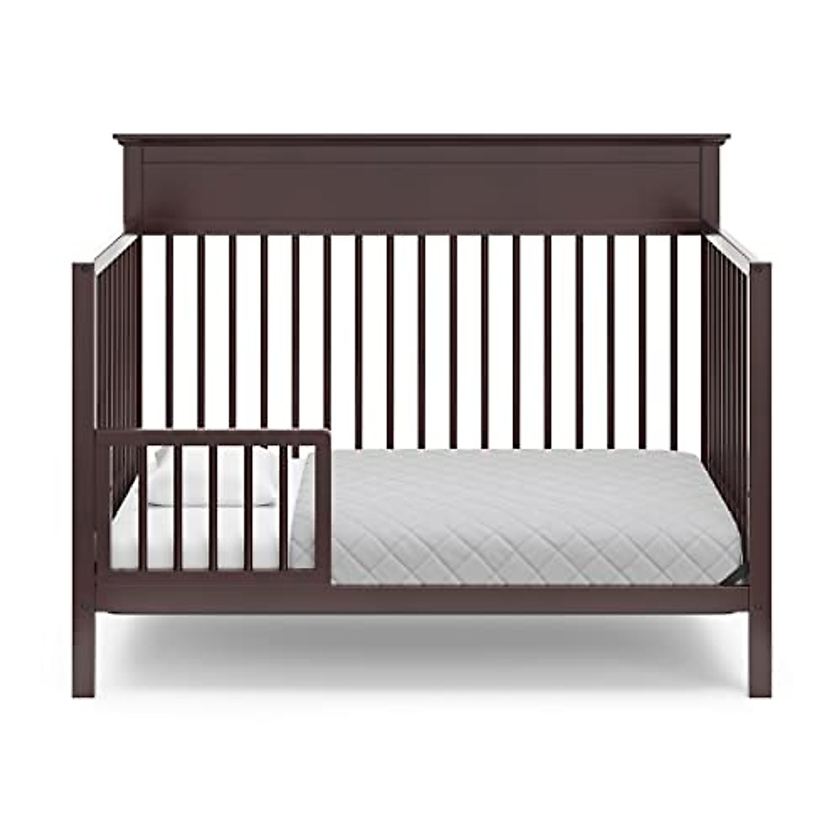 Storkcraft Carmel 5-in-1 Convertible Crib (Espresso) - GREENGUARD Gold Certified, Converts to Toddler Bed & Full-Size Bed, Fits Standard Full-Size Crib Mattress, 4 Adjustable Mattress Heights