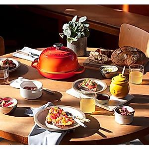 Le Creuset 9 1/2 in. Bread Oven Enameled Cast-iron Bundle with Oil & Vinegar Set and Spoon Rest - Caribbean