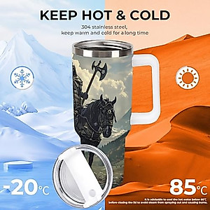 Death Dealer Viking On Horse 40OZ Tumbler Stainless Steel Travel Mug Water Bottle Car Cup Tea Cups with Lid White-style