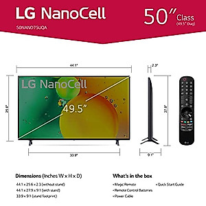 LG 50-Inch Class NANO75 Series Alexa Built-in 4K Smart TV (3840 x 2160), 60Hz Refresh Rate, AI-Powered 4K, WiSA Ready, Cloud Gaming (50NANO75UQA, 2022)