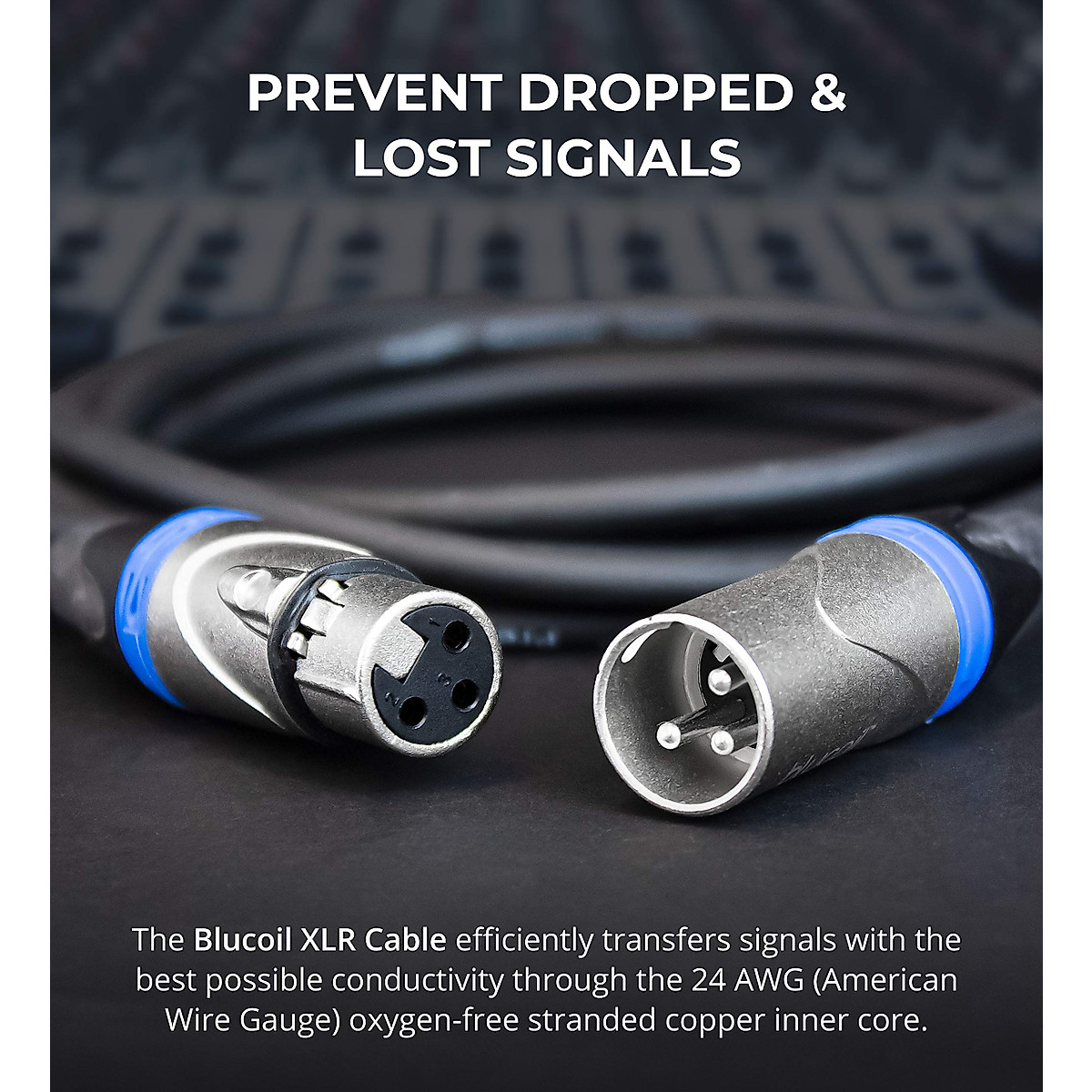 Blucoil Audio 2-Pack of 10-FT Balanced XLR Cables - Premium Series 3-Pin Cable for Microphones, Speakers, and Pro Devices (Male-to-Female)