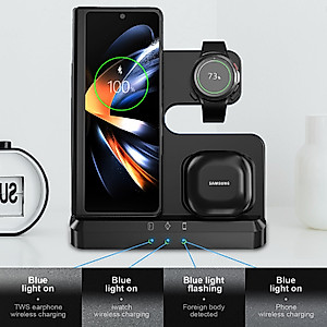 Wireless Charger for Samsung,3 in 1 Fast Wireless Charging Station for Samsung Galaxy S24 S23 Ultra S23 S22 Z Fold5/4 Z Flip5/4,Wireless Watch Charger Galaxy Watch 6 Classic 5pro/4,Galaxy Buds Black