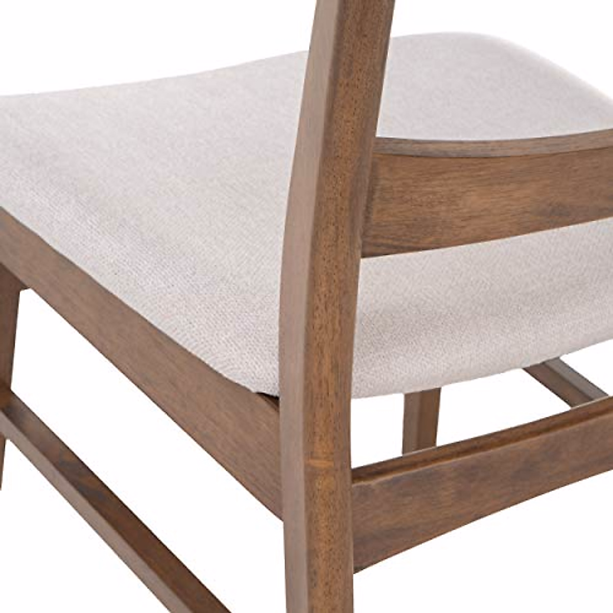 Christopher Knight Home Helen Mid-Century Modern Dining Chairs (Set of 4), Polyester,Rubberwood, Light Beige, Walnut