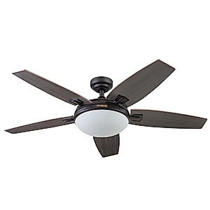 Honeywell Ceiling Fans Carmel, 48 Inch Contemporary Indoor LED Ceiling Fan with Light, Remote Control, Dual Mounting Options, Dual Finish Blades, Reversible Motor - 50197-01 (Bronze)