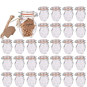 Encheng Small Spice Jars, Glass Jars With Airtight Lids 4 oz And Leak Proof Rubber Gasket,Small Mason Jars With Hinged Lids For Kitchen,Mini Storage Containers With Twine And Tags Labeling 30 Pack