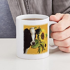 CafePress Cow With Sunflowers Mug Ceramic Coffee Mug, Tea Cup 11 oz