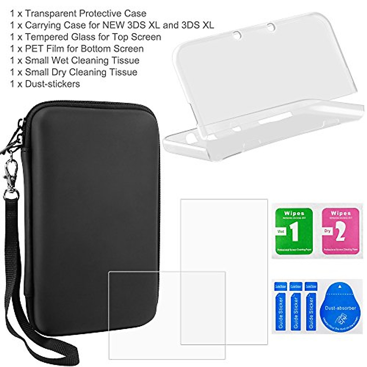 Protective Carrying Case Compatible NEW 3DS XL, with Hard Cover and 2 pcs Screen Protectors, AFUNTA Hard Shell Travel Bag, Protective Films for Top and Bottom Screen