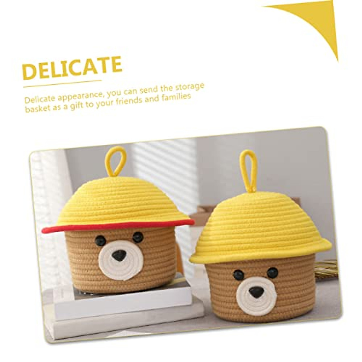 TOYANDONA Bear Storage Basket Clothes Bins Storage for Closet Toy Baskets Wicker Storage Basket Baby Laundry Basket Baskets Empty Wicker Laundry Baskets Cotton Rope Sundries Basket Mini