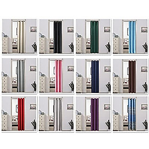 WPKIRA Grommet Top Blackout Black Solid Doorway, Room Darkening Thermal Insulated Curtain Drape for Doors Windows 1 Panel W39 x L78 inch