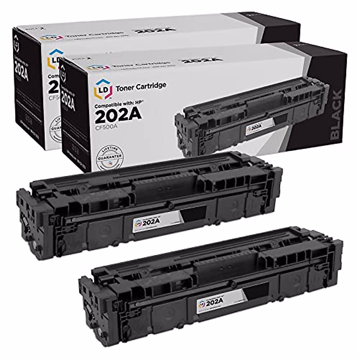 LD Products Compatible Toner Cartridge Replacement for HP 202A (2 Pack, Black) Compatible with HP Color Laserjet M254dw, M281cdw, M281dw, M281fdw