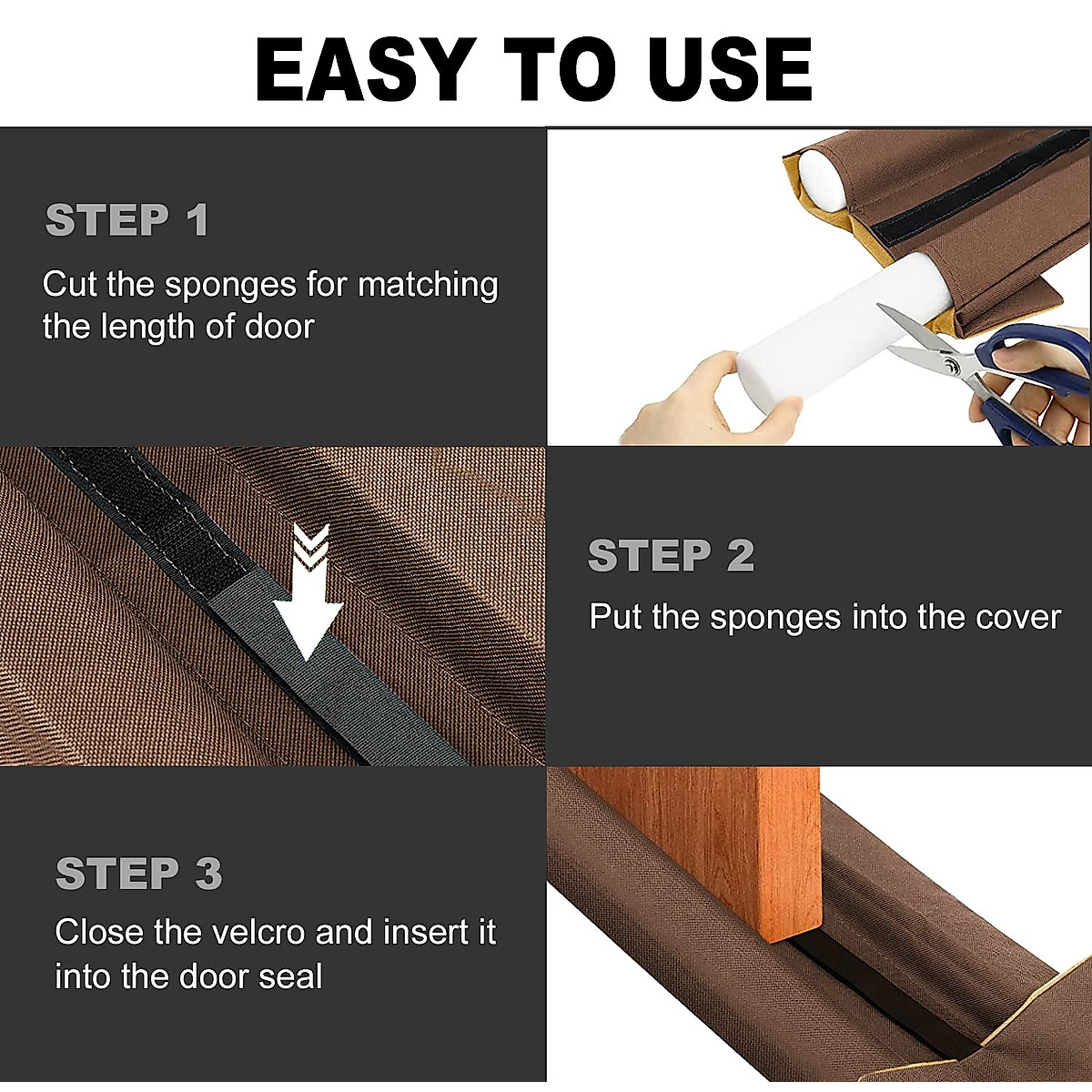 WEXHUG Waterproof Twin Door Draft Stopper Adjustable Size 30" to 36" Weather Stripping Noise Blocker Window Breeze Blocker (Coffee)