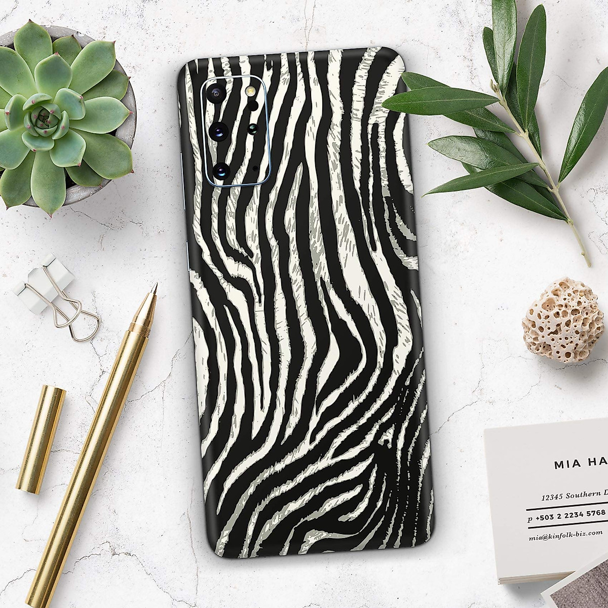 DesignSkinz Real Vector Zebra Print Protective Vinyl Decal Wrap Skin Cover Compatible with The Samsung Galaxy S20 (Screen Trim & Back Glass Skin)