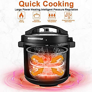 Nictemaw17-in-1 Electric Pressure Cooker, 1500W 6QT Air Fryer Electric Pressure Cooker Combo, Slow Cooker, Multi-Cooker, and More, Included Basket Rack/ Recipe Book