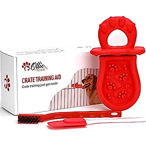 Dog Crate Training Tool Peanut Butter Treat Dispenser Licking Toy for Puppy Behavior Tool Secures to Cage to Help Reduce Anxiety,Stress, Boredom Improved Durable Design Fits All Crates