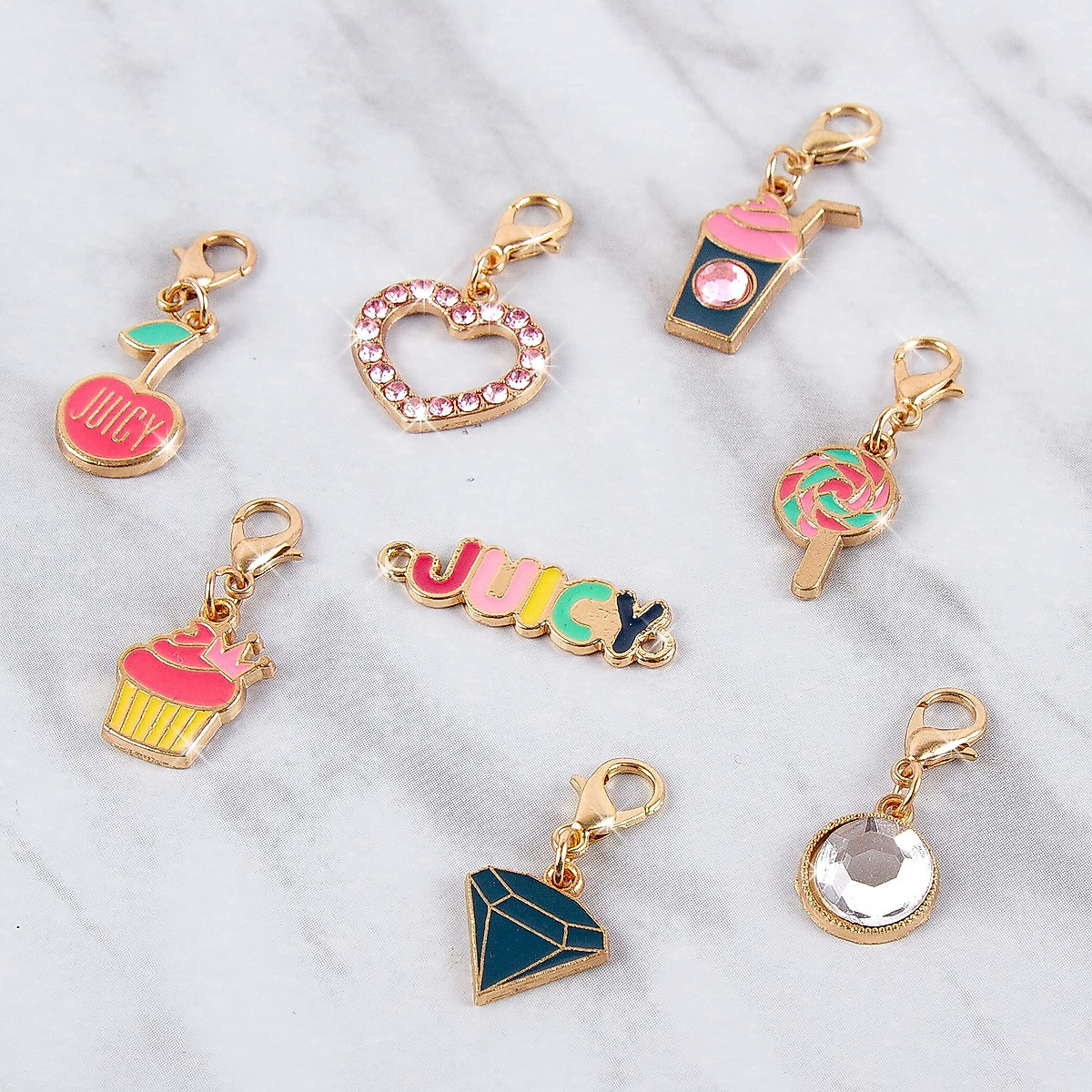 Make It Real - Juicy Couture Pink and Precious Bracelets - DIY Charm Bracelet Making Kit - Friendship Bracelet Kit with Charms, Beads & Cords - Arts & Crafts Bead Kit for Girls - Makes 8 Bracelets