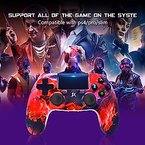 Wireless Controller for PS4, Controller for Sony PlayStation 4, Double Shock 6-Axis Motion Sensor, Sensitive Touch Pad, Built-in Speaker & Stereo Headphone Jack, Compatible with PlayStation 4/Pro/Slim