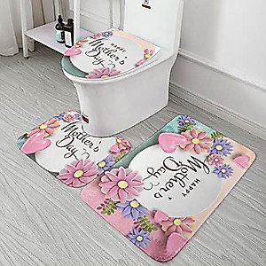 Roargy Bathroom Rugs Sets 3 Piece Bath Mat Mother's Day Machine Wash Absorbent Soft Shower Tub Mat Toilet Non-Slip Home Decor Gifts for Girlfrend,15''×25''