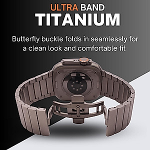 Ultra 2 Titanium Link Bracelet Compatible with Apple Watch Ultra 2 (49mm) - Grade 2 Titanium Band with DLC Coating (Diamond-Like-Carbon) for Scratch Resistance