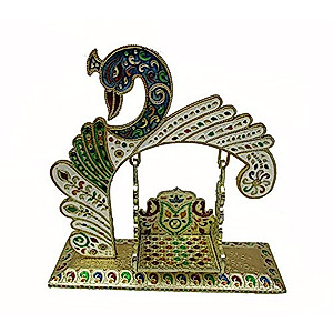 Janmashtami Gift Laddu Gopal Ji Jhula Peacock Swing Jhula Fastest Delivery Service Available on Demand (4-7 Days for Customization Whatsapp +917419240007