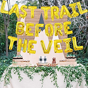 kreat4joy Last Trail Before the Veil Bachelorette Decorations, Mountain Hiking Bachelorette Party Decorations Foil Balloons for Women Wedding Bridal Shower Engagement Party