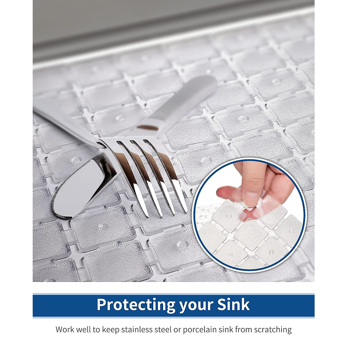 Bligli Sink Mat for Stainless Steel/Ceramic Sinks, 2 Pack 15.7x11.8 inches PVC Sink Protectors for Bottom of Kitchen Sink, Dishes and Glassware drain Mats, Durable and Fast Draining (Transparent)