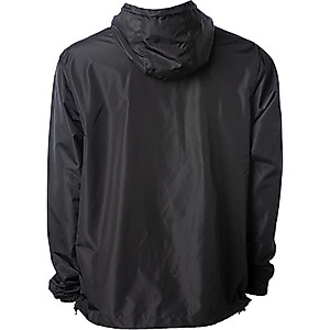 Global Blank Men's Lightweight Windproof Water Resistant Windbreaker Packable Jacket Shell with Hood, Black, Large
