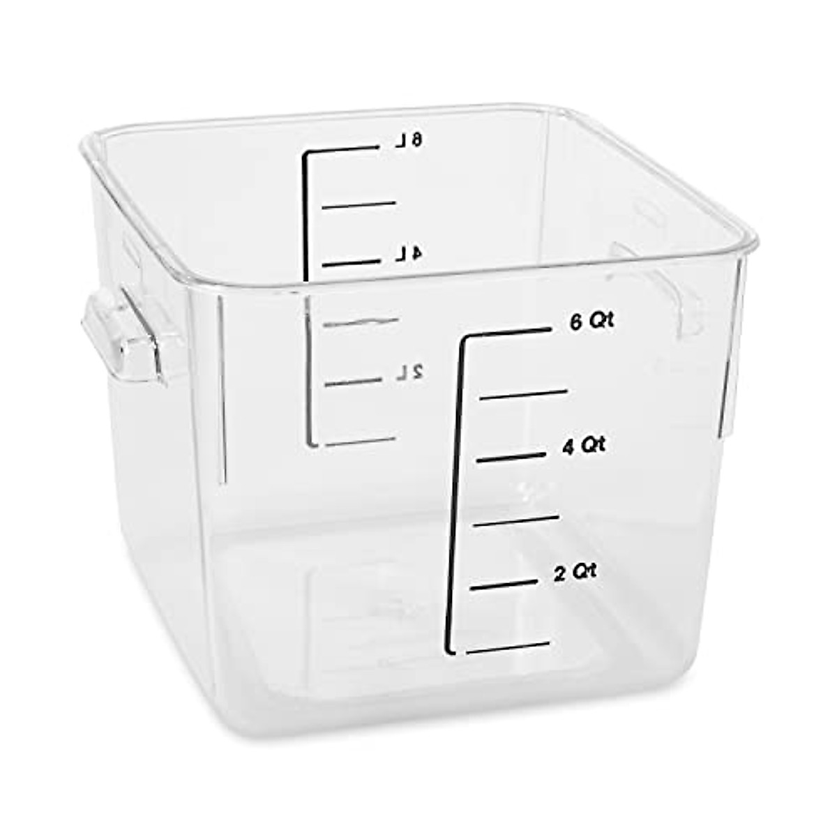Rubbermaid Commercial Products Plastic Space Saving Square Food Storage Container For Kitchen/Sous Vide/Food Prep,Lids not included (Sold separately), 6 Quart, Clear (Fg630600Clr)