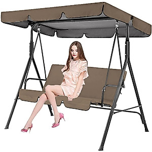 Patio Swing Canopy Waterproof Top Cover Set,210D Oxford Cloth Canopy Cover Universal Garden Swing Seat Canopy Replacement for Garden Patio
