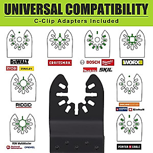 COMOWARE 55 Pcs Oscillating Saw Blades - 1-3/4” Professional Universal Oscillating Tool Blades, Multitool Blades, Quick Release Durable Oscillating Tool for Wood/Plastic/Soft Metal Cutting