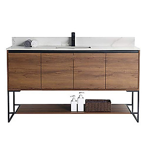 Fine Fixtures 60 Inch Bathroom Vanity with Sink - Modern Knob Free Design, Elegant Space-Saving Solution for Your Bathroom - Durable, Bathroom Vanities for a Contemporary Look - Urbania Collection
