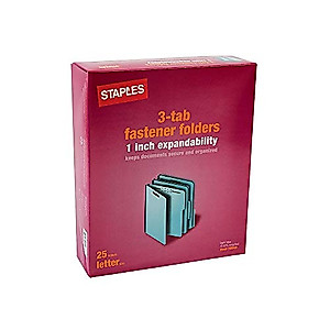 Staples 765560 Pressboard Fastener Folders Letter Size 1-Inch Expansion 25/Box