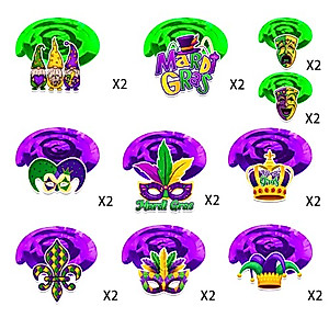 36 Pcs Mardi Gras Decorations Hanging Swirls, NO-DIY Mardi Gras Party Decorations, Mardi Gras Party Supplies Whirls Glitter Foil Ceiling Swirls for Mardi Gras Decor Shrove Tuesday New Oeleans Party