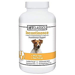 Vet Classics Bladder, Incontinence Support Dog Supplement – Supports Bladder Health for Dogs, Helps With Pet Incontinence – Includes Phytoestrogens, Botanicals – Chewable Tablets – 120 Ct.
