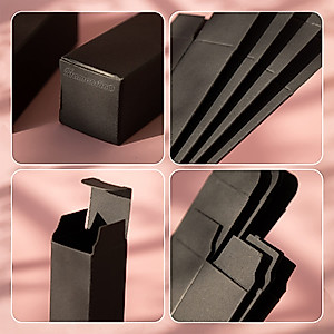 Framendino, 50 Pack Black Rectangle Lipstick Boxes Lip Gloss Boxes Lipstick Bottle Boxes Resuable Lip Balm Packaging Cases Essential Oil Wrapping Box for DIY Lip Gloss Gift Packaging