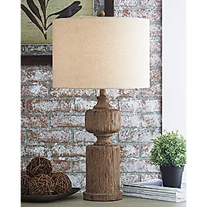 Signature Design by Ashley Madelief 28.75" Faux Wood Resin Table Lamp, Brown