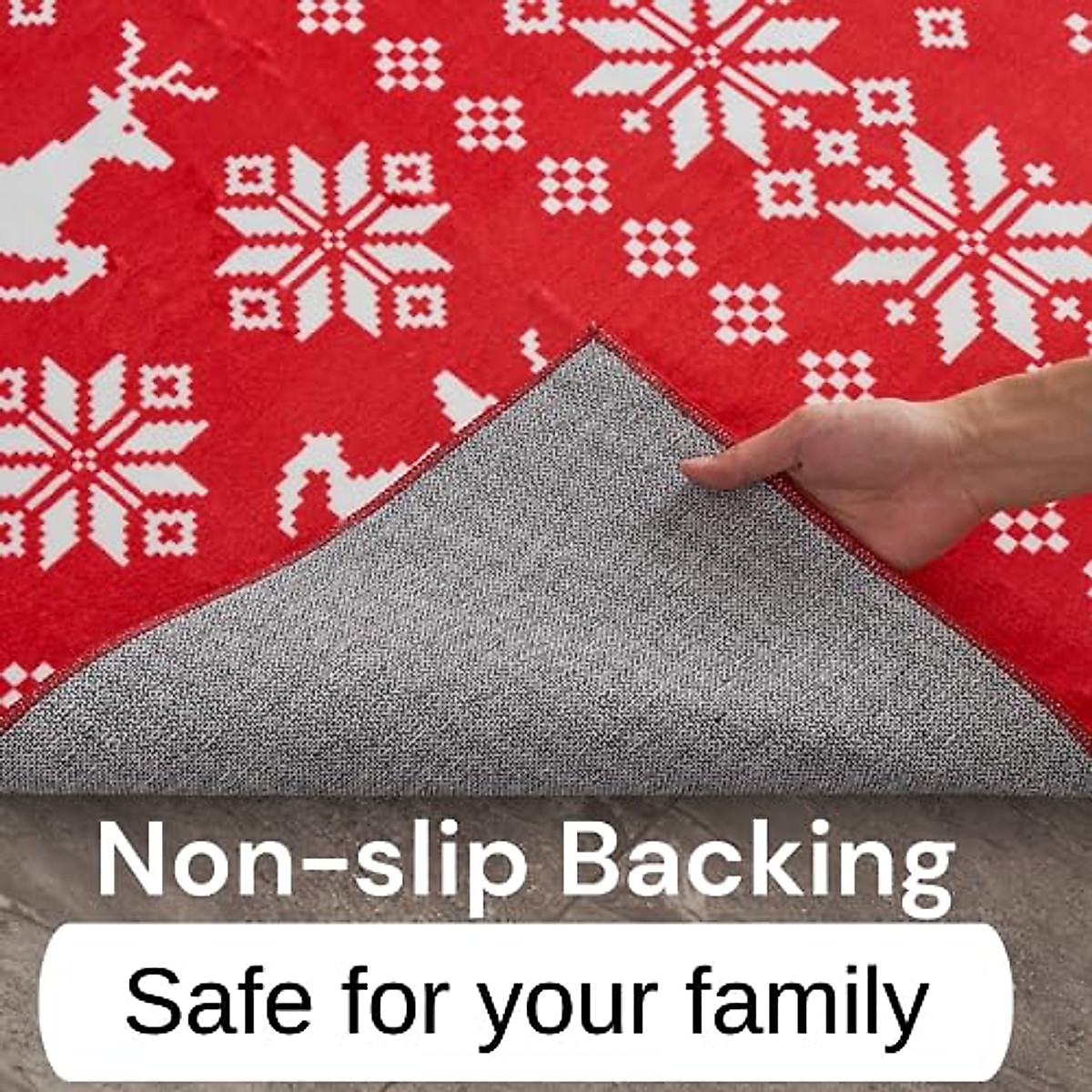 Auemtyn Area Rug 2'x3' Christmas Indoor Mat Christmas Rug Washable Rug, Rugs for Living Room Bedroom, Non-Slip Backing Snowflake Deer Entryway Rug, Stain Resistant for Christmas Decor(2'x3',Deer)