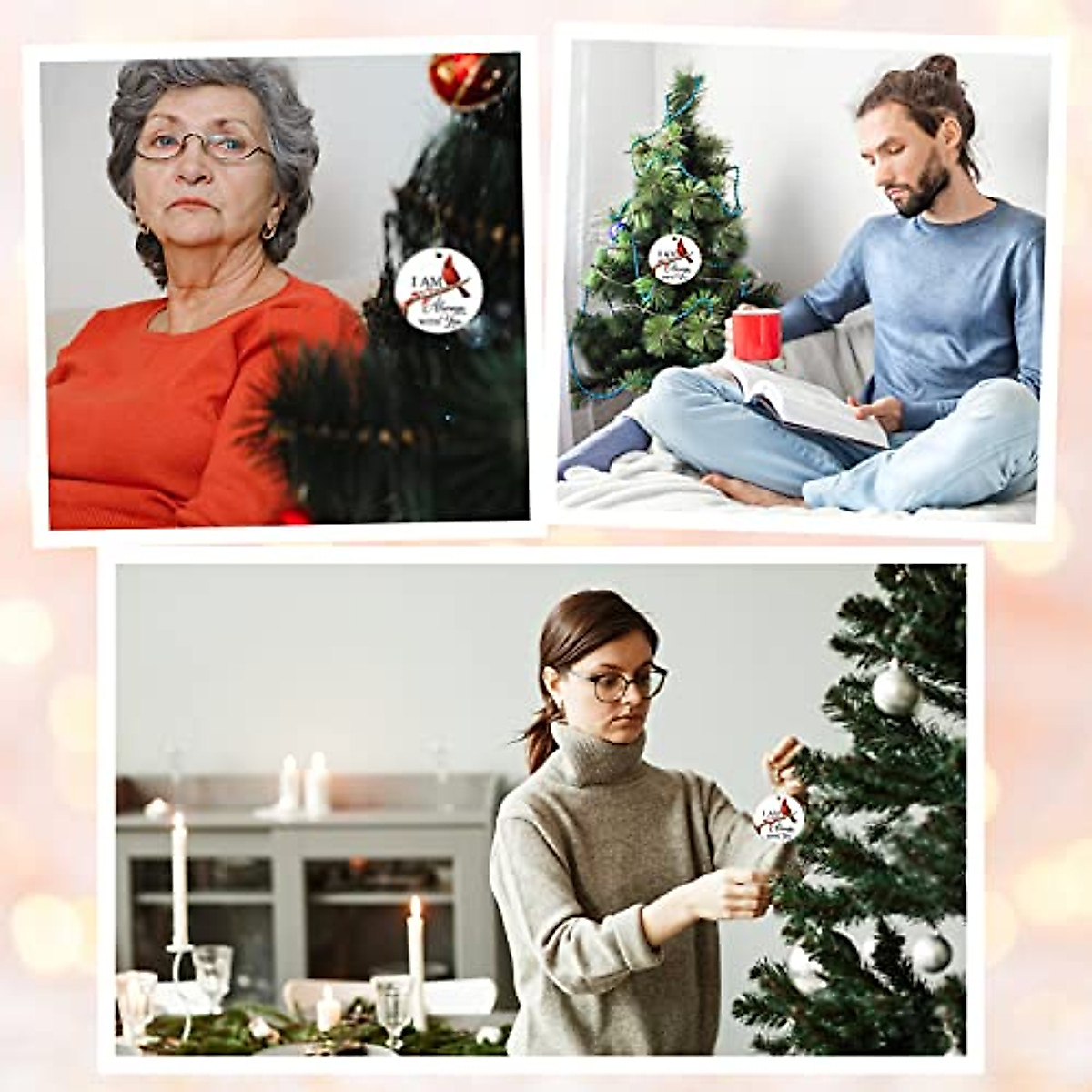 Sympathy Christmas Tree Decorations - 2023 Christmas Ornament - Christmas Sympathy Gifts, Memorial Gifts for The Loss of A Loved One, Christmas Decorations, Cardinal Always with You Ceramic Ornament