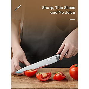 Knife Set, D.Perlla 6 Pieces Small Kitchen Knife Set with Block, German Stainless Steel Knives Set, Sharp Chef Knife Block Set, Brown