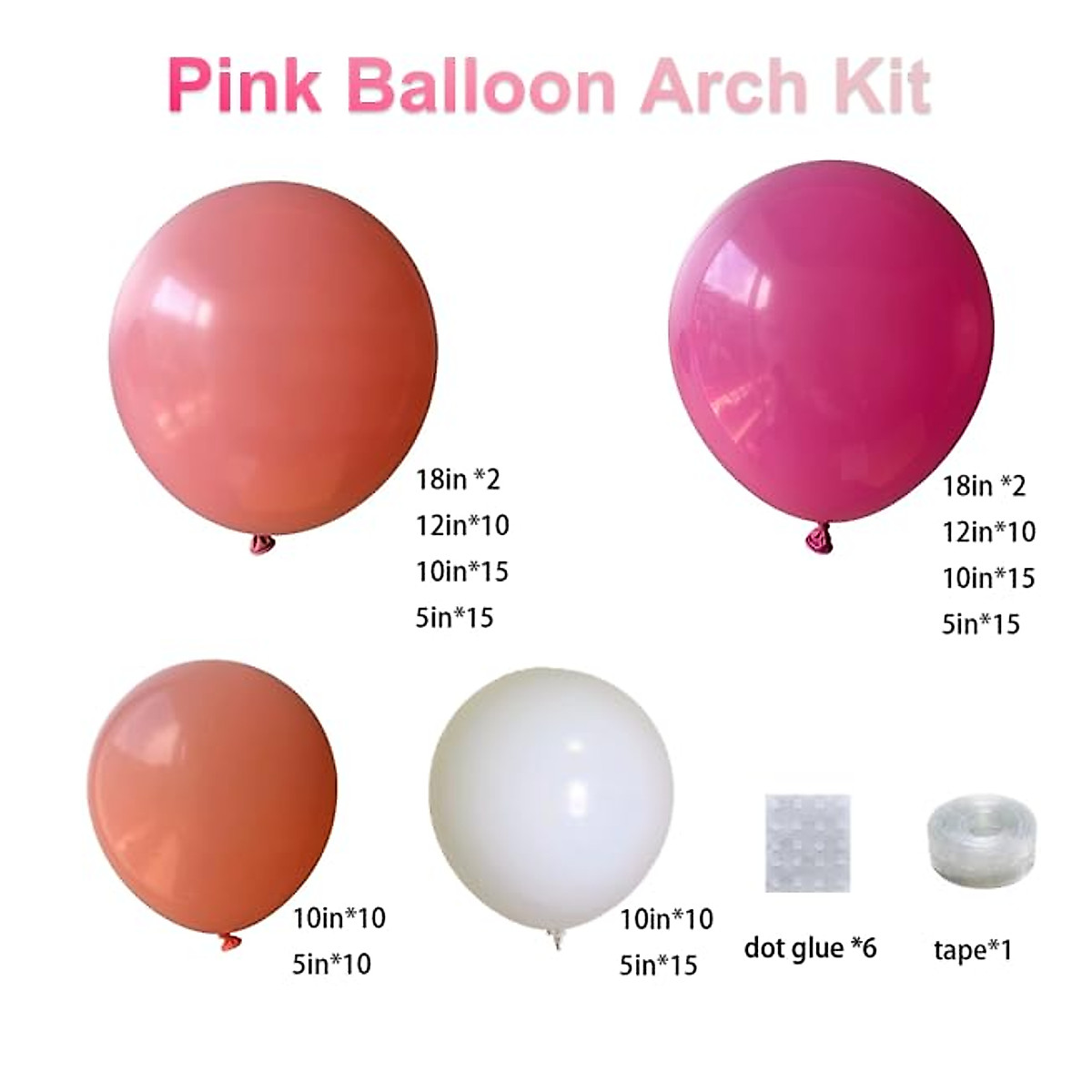 Pink Balloons Garland Arch Kit, 136PCS Pink Peach Balloon Birthday Party Decorations for Baby Shower Princess Theme Wedding Party Supplies