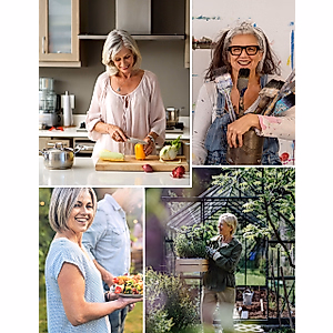 APRONNER No Ties Plus Size Aprons for Women with Pockets Cotton Linen Baking Kitchen Cooking Rose Flower